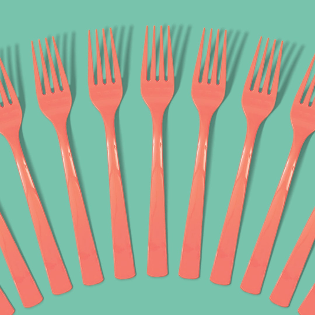 Coral Colored Disposable Plastic Party Forks, 18 Count - Etsy