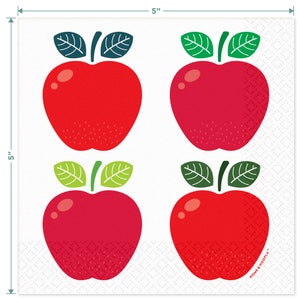 Apple Party Supplies - Red Apple Variety Square Paper Dessert Plates ...