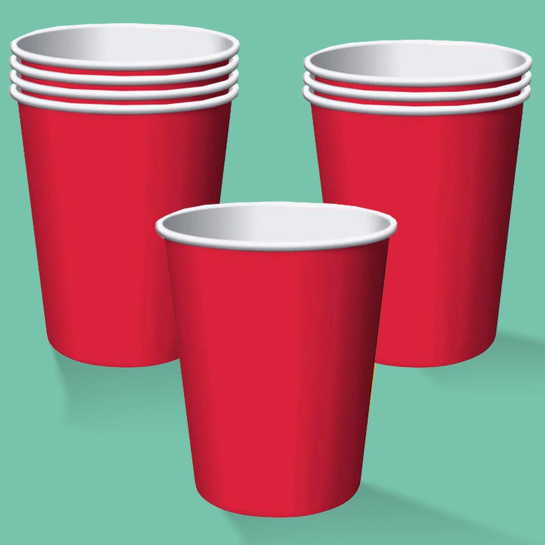 Solid Ruby Red Disposable Beverage Party Cups, 9 Ounce Size, 8 Count - Etsy