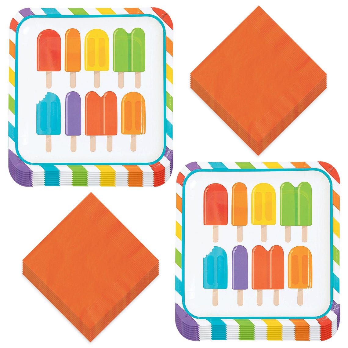Ice Pop Party Supplies - Popsicle Dinner Plates and Napkins - for ...