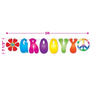 Peace Sign & Groovy Banner Garlands for Tie Dye Hippie and 60's Party ...