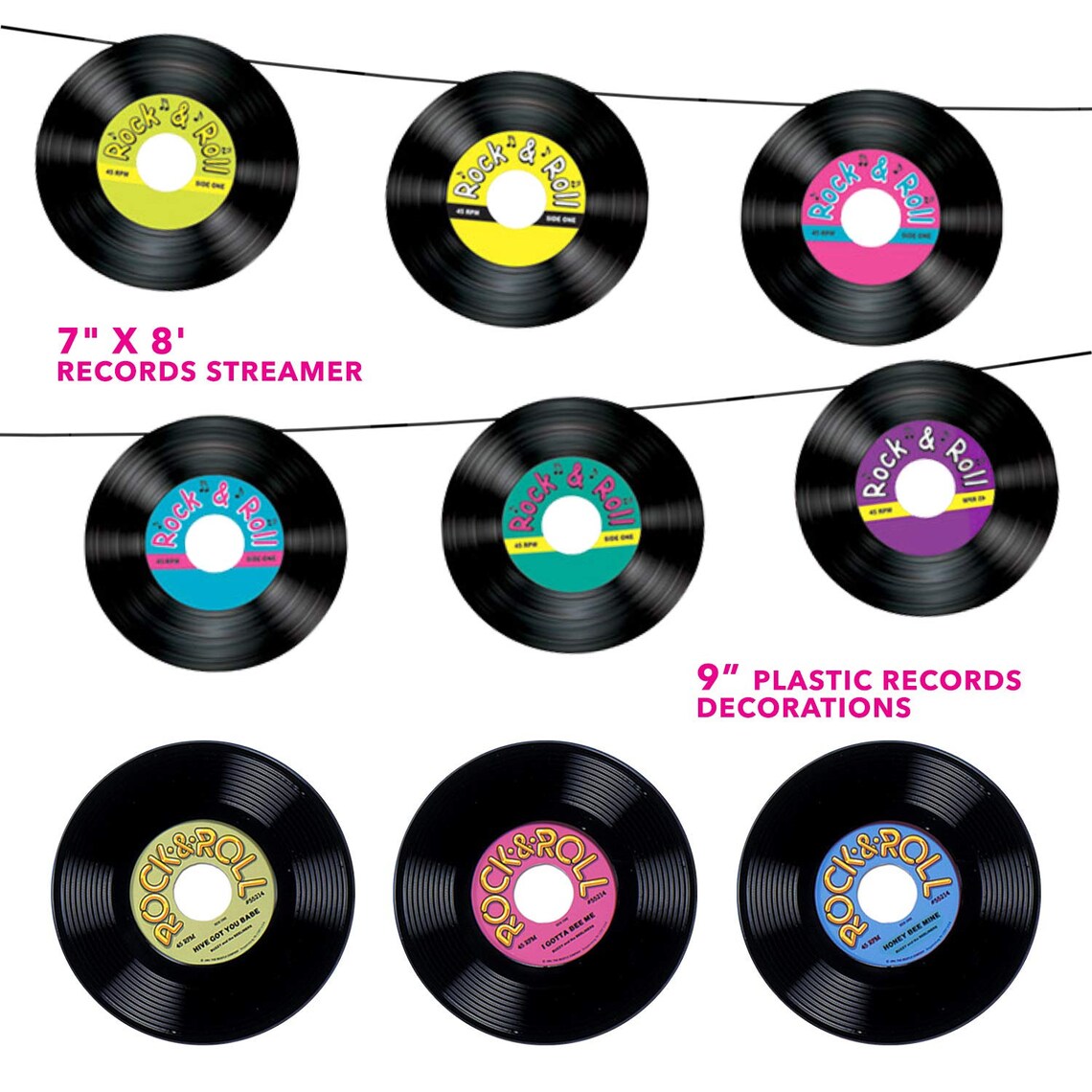 50s and 60s Party Decorations Hanging Records Streamer - Etsy