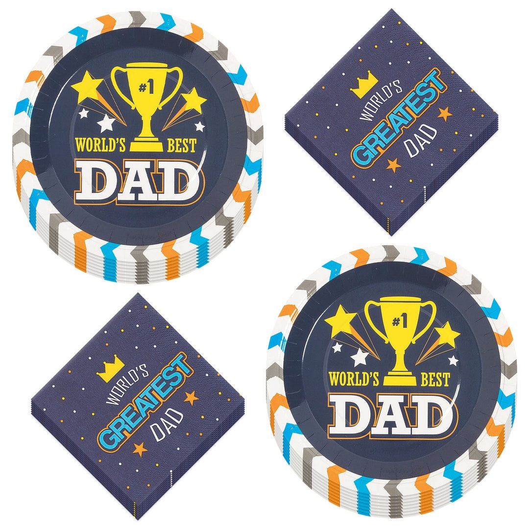 Father's Day Party Best Dad Paper Dinner Plates and Beverage Napkins ...