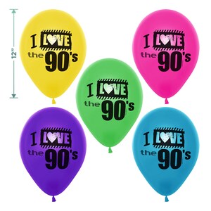 90's Party Supplies - Set of "i Love the 90's" 12 Inch Latex Balloons ...