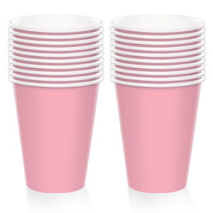 Solid New Pink Disposable Beverage Party Cups, 9 Ounce Size, 20 Count ...