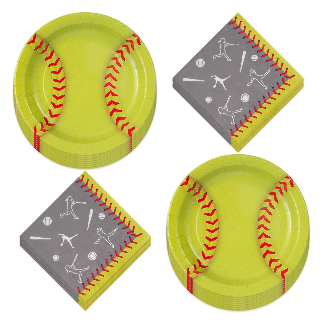 Softball Party Supplies Sports Team Paper Dinner Plates and Lunch ...
