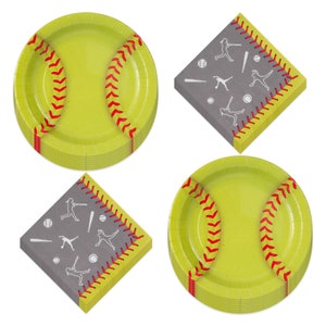 Softball Party Supplies Sports Team Paper Dinner Plates and Lunch ...