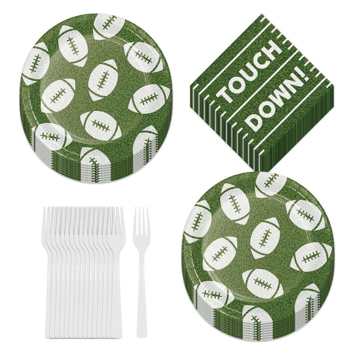 Football Fun Paper Dessert Plates and Touchdown Beverage Napkins ...