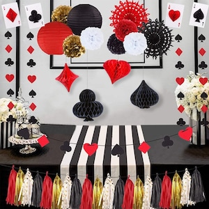 Card Party Casino Night Playing Card Suits Hanging Honeycomb ...
