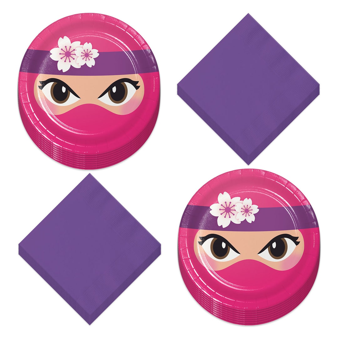 Pink Ninja Party Supplies - Ninja Girl Paper Dessert Plates and ...