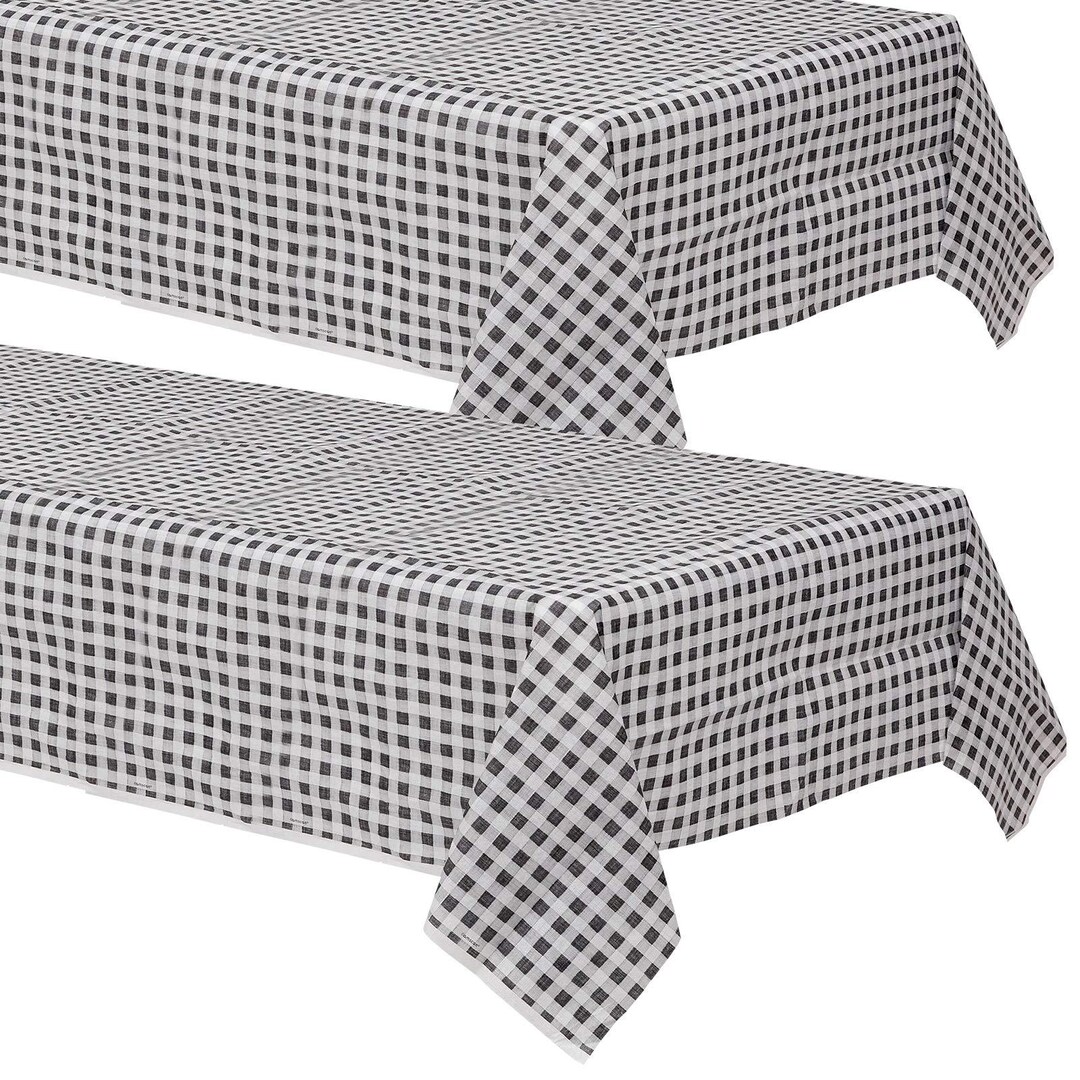Black and White Buffalo Plaid Checkered Harvest Market Paper Table ...