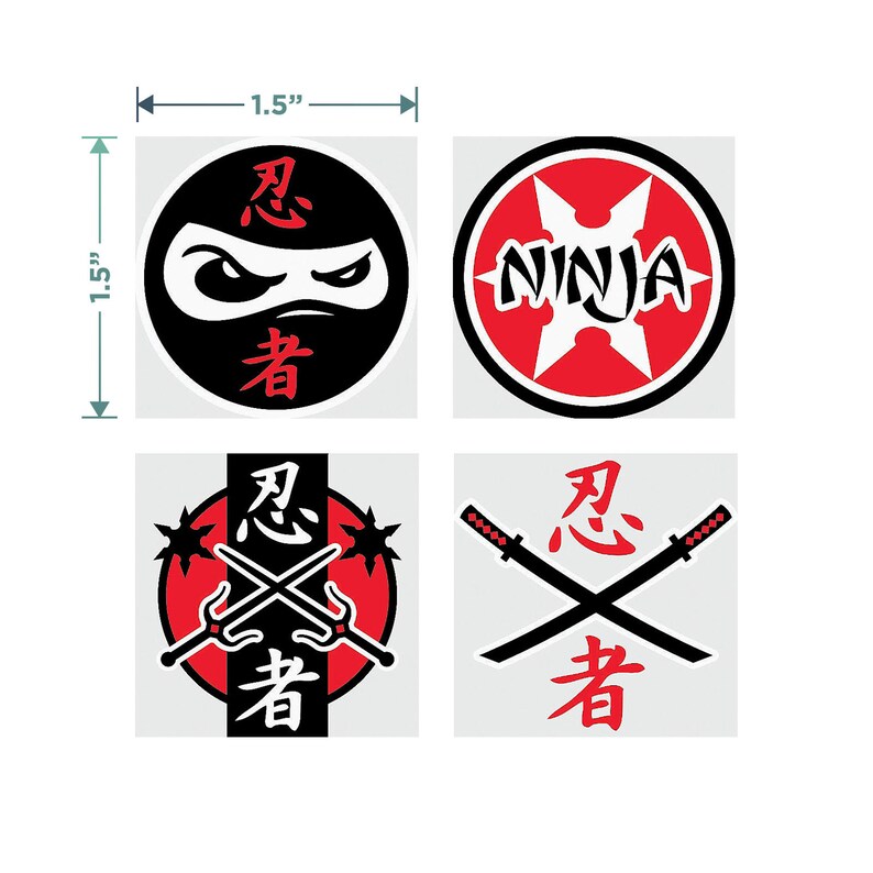 Ninja Party Favors Red and Black Disc Shooters Tattoos and - Etsy