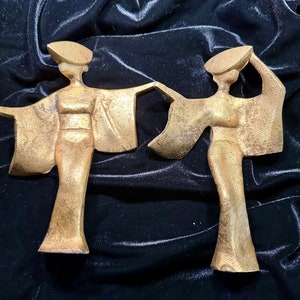 Mid Century Cast Iron Geisha Dancing Statues - Set of 2 - Etsy