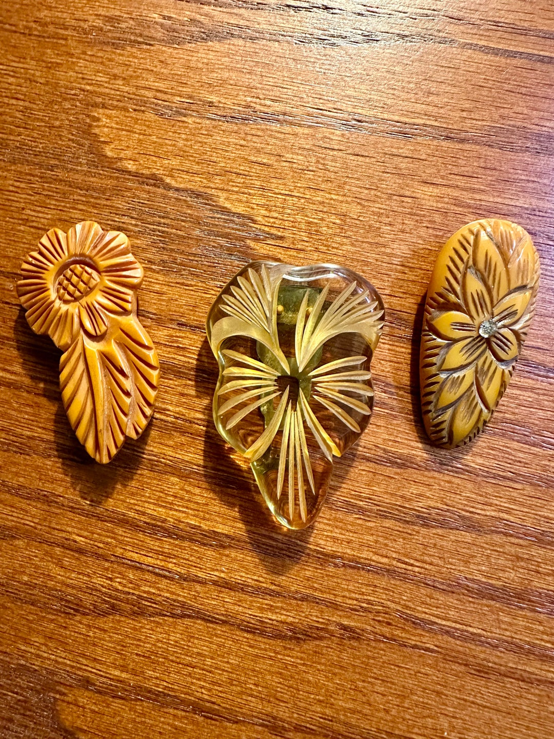 Hand-carved Bakelite Clasps: Apple Juice, Caramel, Butterscotch - Etsy