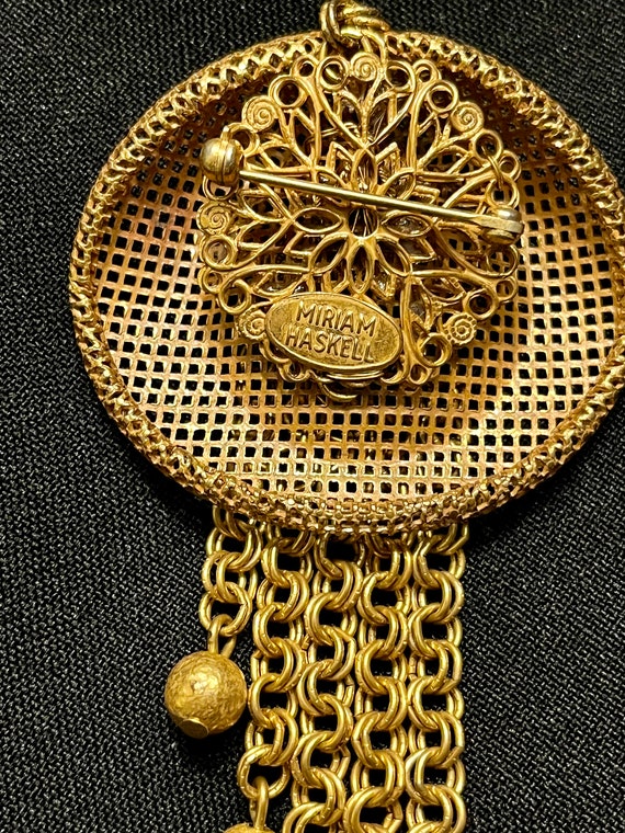 Miriam Haskell Gold Tone Brooch Etsy