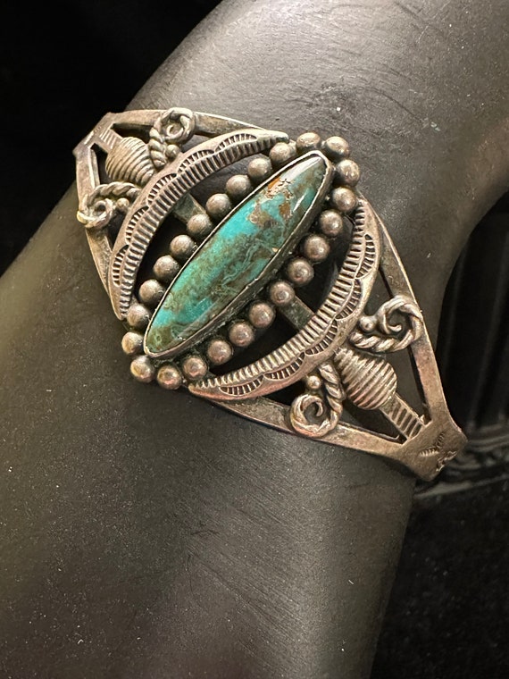 Native American Cuff: Wishbone shaped sterling silver… - Gem