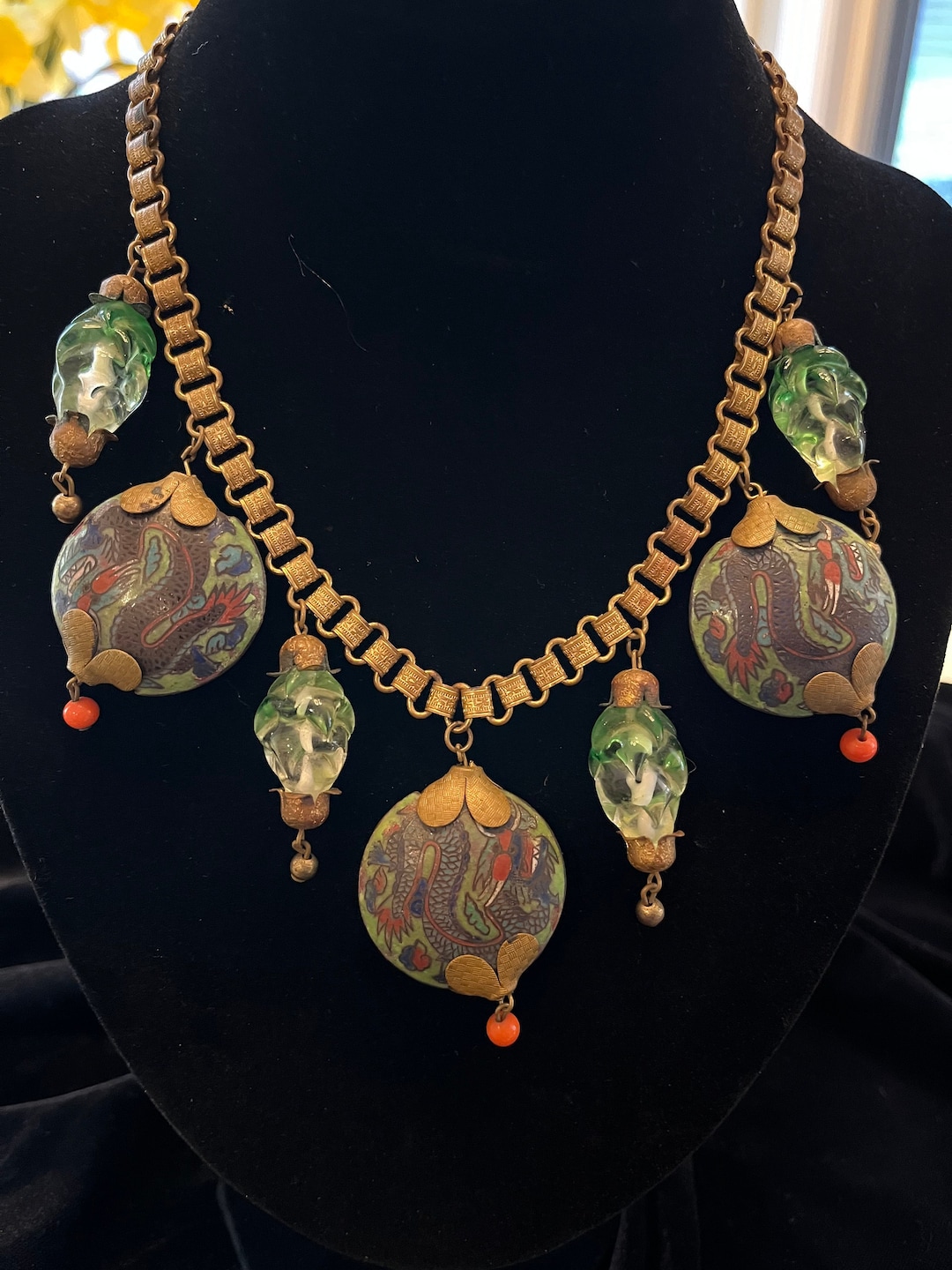 Miriam Haskell Hand Painted Book-chain Necklace - Etsy
