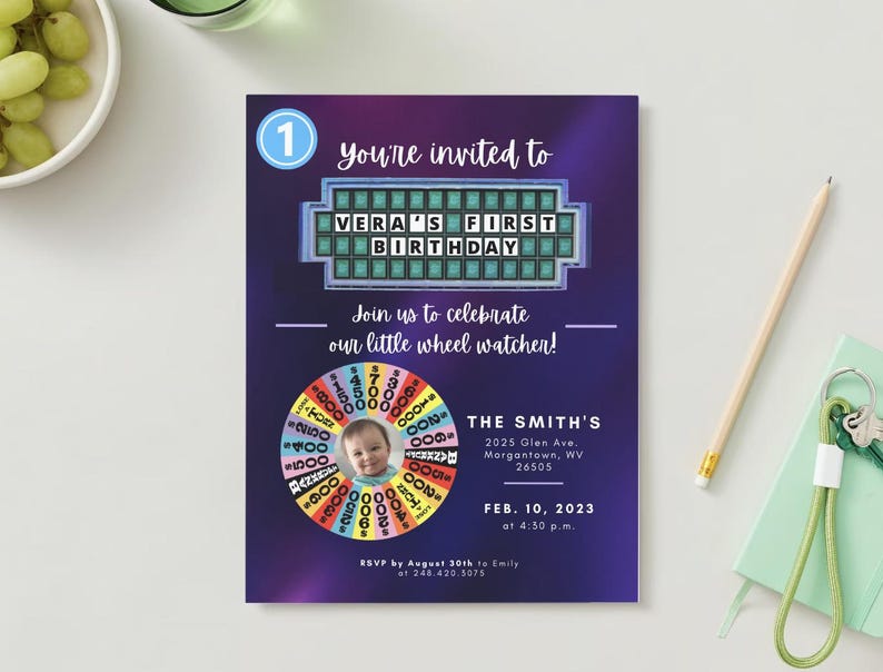 Wheel of Fortune Birthday Invite - Etsy