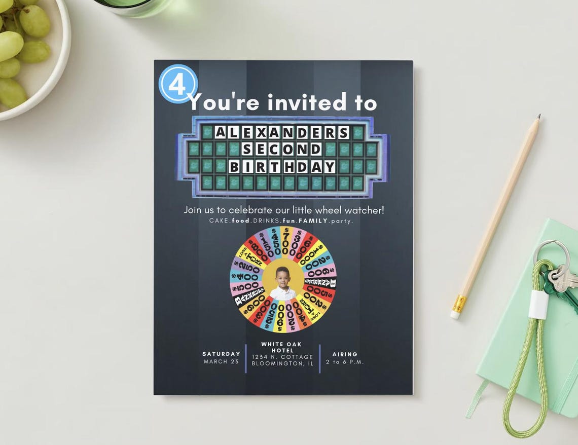 Wheel of Fortune Birthday Invite - Etsy
