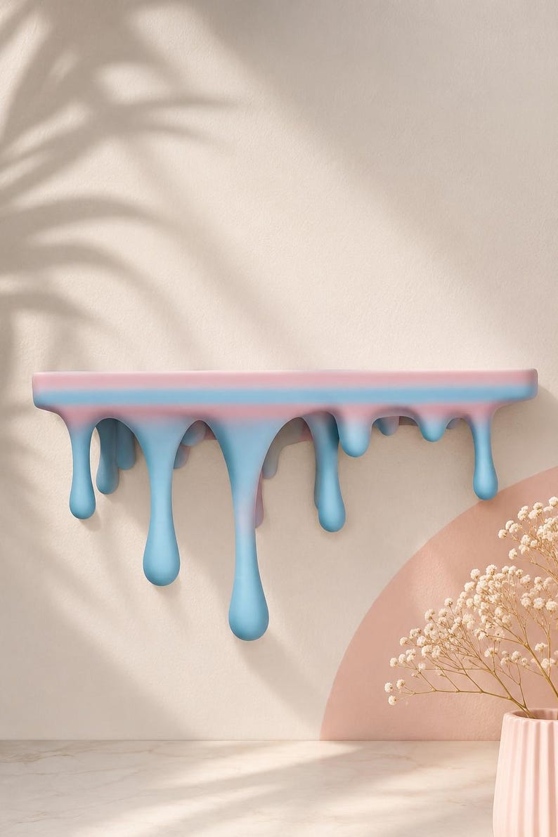 9" Pastel Rainbow Drip Shelf – 3D Printed Room Decor, Discounted B ...