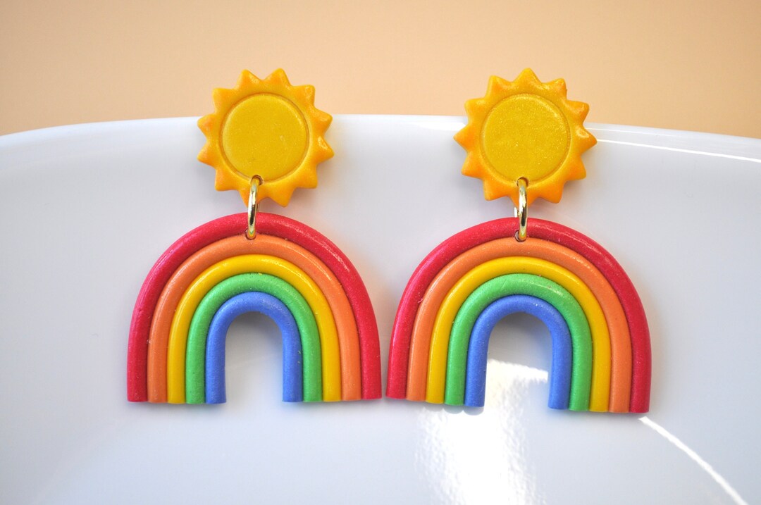Sun & Rainbow Polymer Clay Dangle Earrings Gay Pride LGBTQ Marriage ...