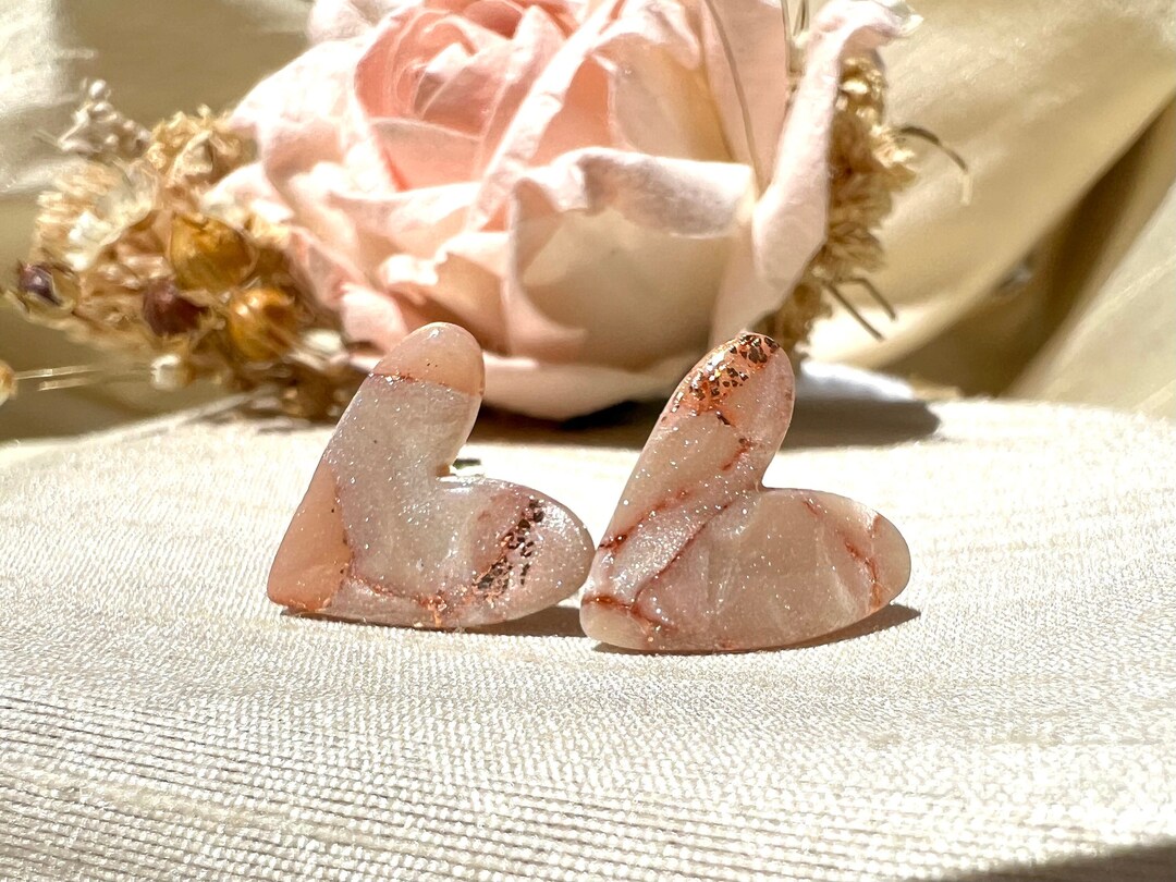 Wedding Bridal Rose Gold Champagne Cream Faux Stone Lg Heart Polymer ...