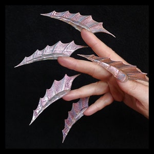 Mermaid Fin Fake Costume Nails, Reusable Unique Sailfish Glass Claws ...