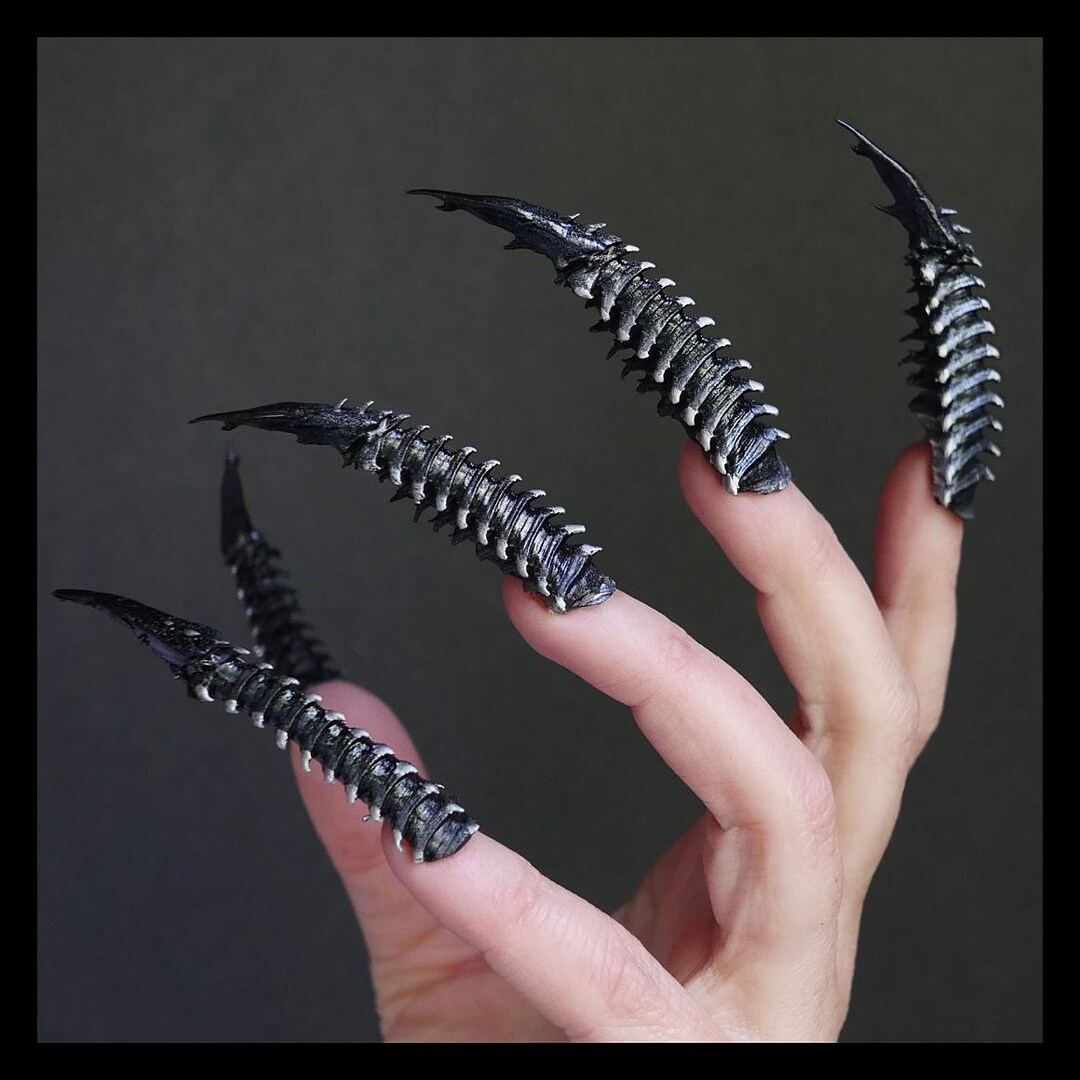 Armoured Claw Costume Nails, Special-effects Press-on Nails, Sharp Long ...