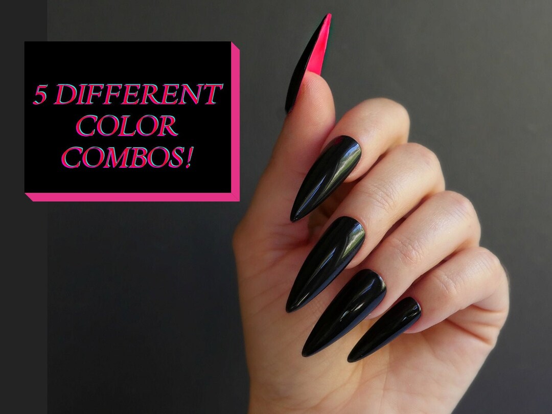 Peek-a-boo Nails, Press on Nails, Trendy Long Stiletto Gift for Her Mom ...