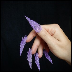 Spiked Alien Fake Pointy Nails, Purple Cosplay Press-on Nails, Sharp ...