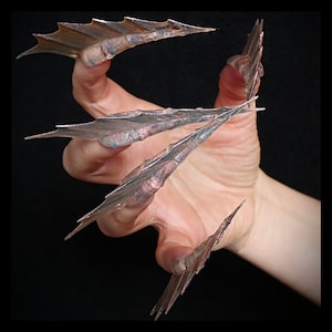 Mermaid Fin Fake Costume Nails, Reusable Unique Sailfish Glass Claws ...