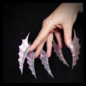 Mermaid Fin Fake Costume Nails, Reusable Unique Sailfish Glass Claws ...