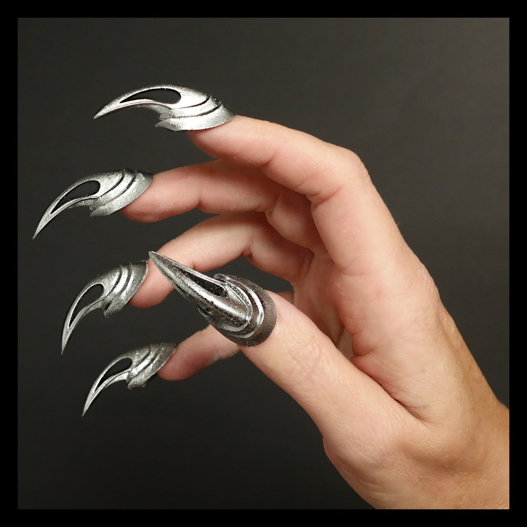 Sci-fi Cyberpunk Press-on Nails, Futuristic Claws, Reusable Costume ...