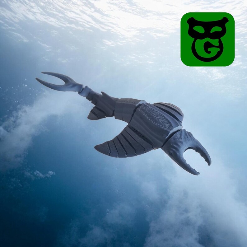 Clamper Ray the Sea Beast 3D STL Print-in-place No Support Flexi - Etsy ...