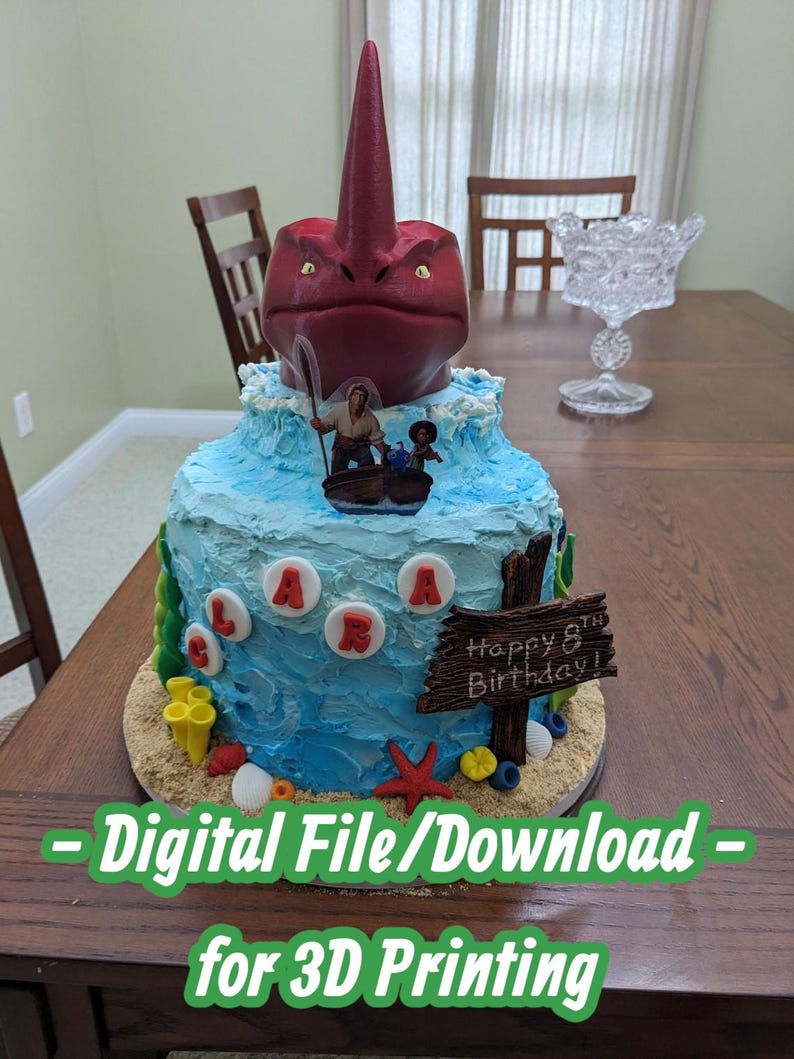 Red Bluster Cake Topper - the Sea Beast (3D Blueprint) - Etsy