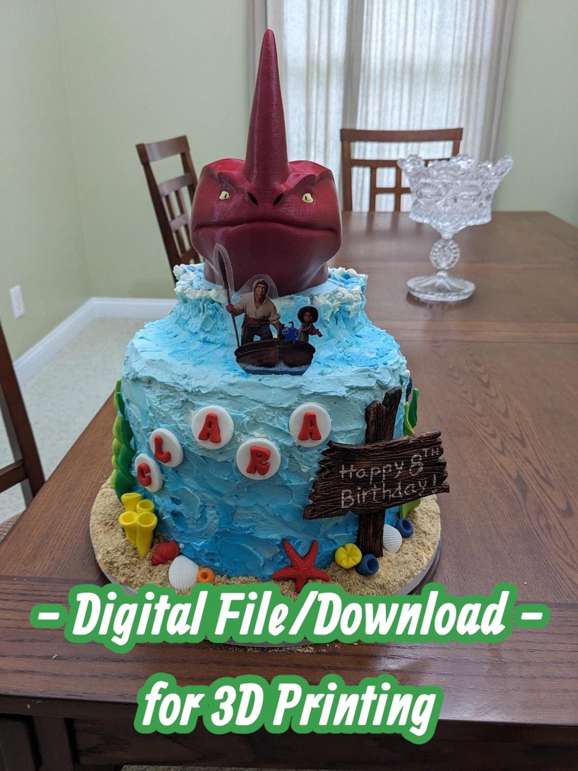 Red Bluster Cake Topper - the Sea Beast (3D Blueprint) - Etsy
