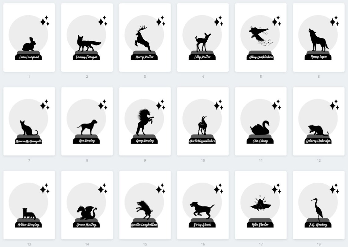 Harry Potter Characters Patronuses Prints | Etsy