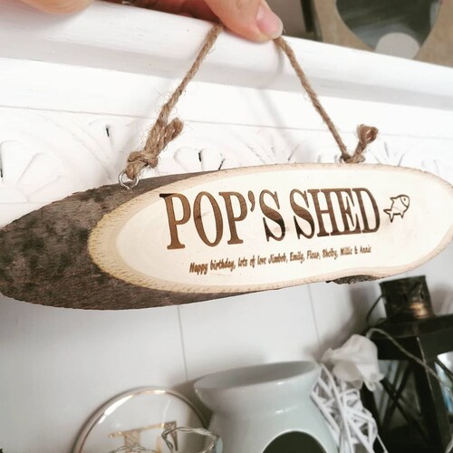 Personalised Garden Shed Floral Engraved Hanging Wooden Log - Etsy