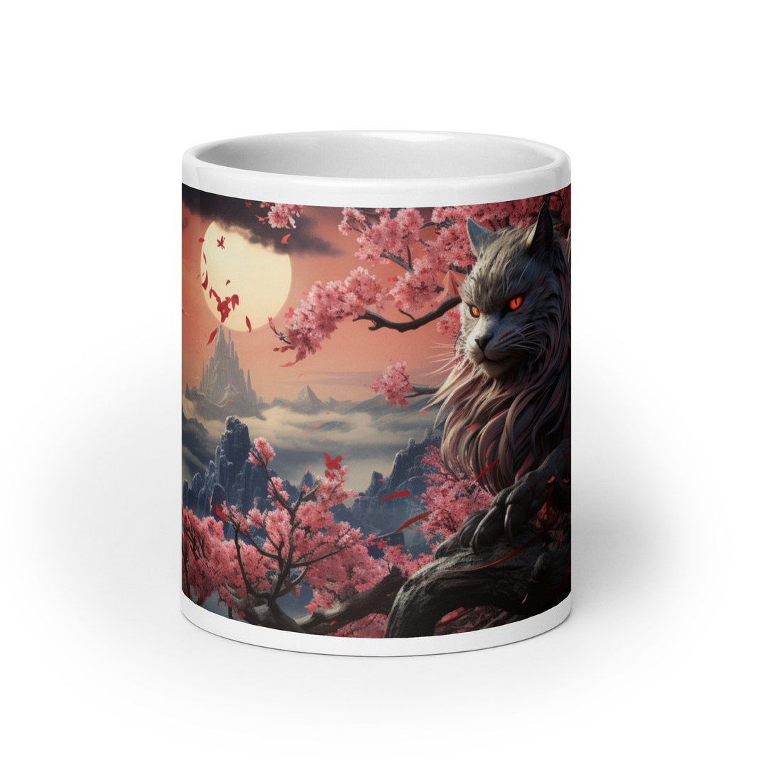 Cat God in a Sakura Tree 20 Oz White Glossy Mug - Etsy