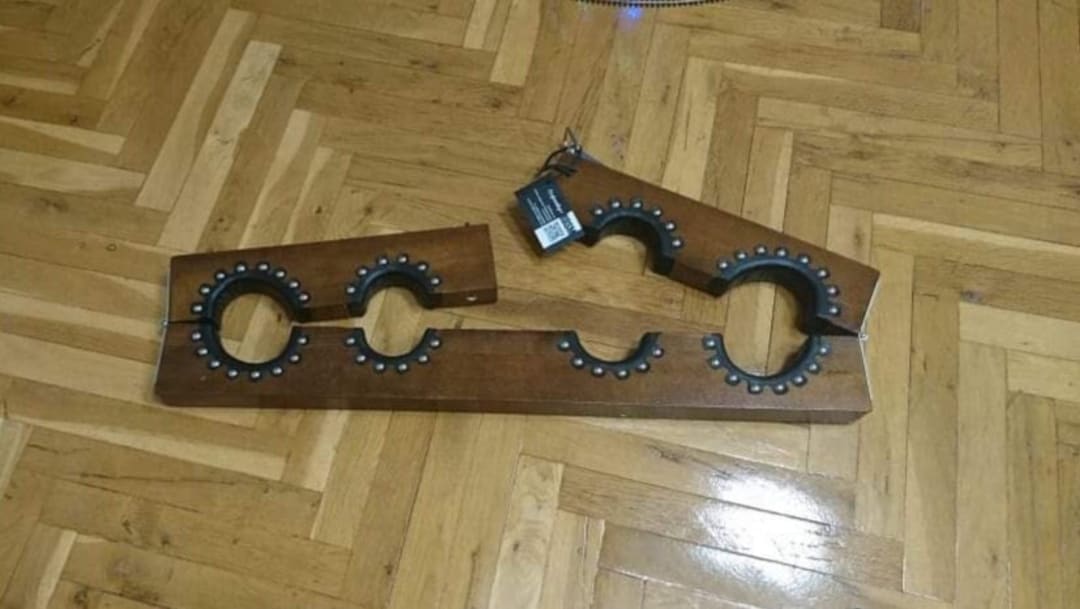 BDSM Wooden Stocks With Genuine Leather Pads, Pillory for Bondage, Wood ...