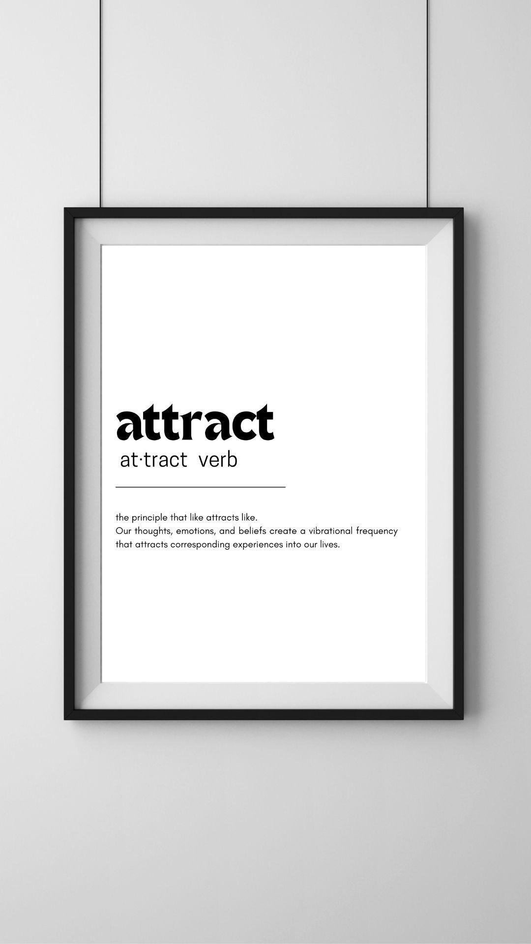 Attract Word Definition Wall Poster Intention Art - Etsy