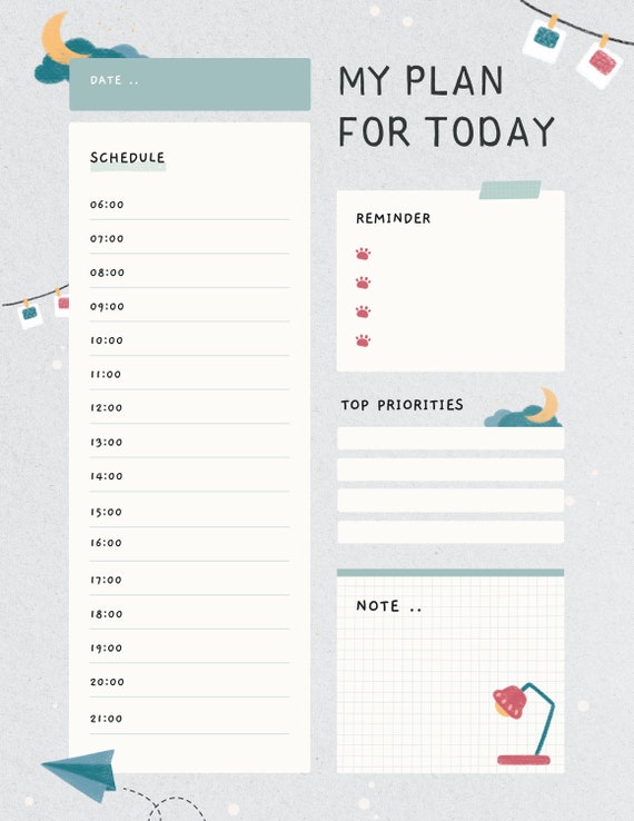 Daily Plan for Kids - Etsy