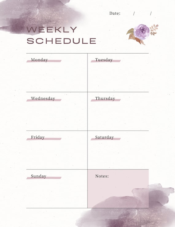 Weekly note page | Etsy