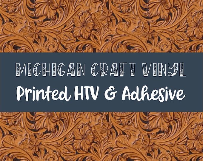 Tooled Leather Print Brown | Etsy