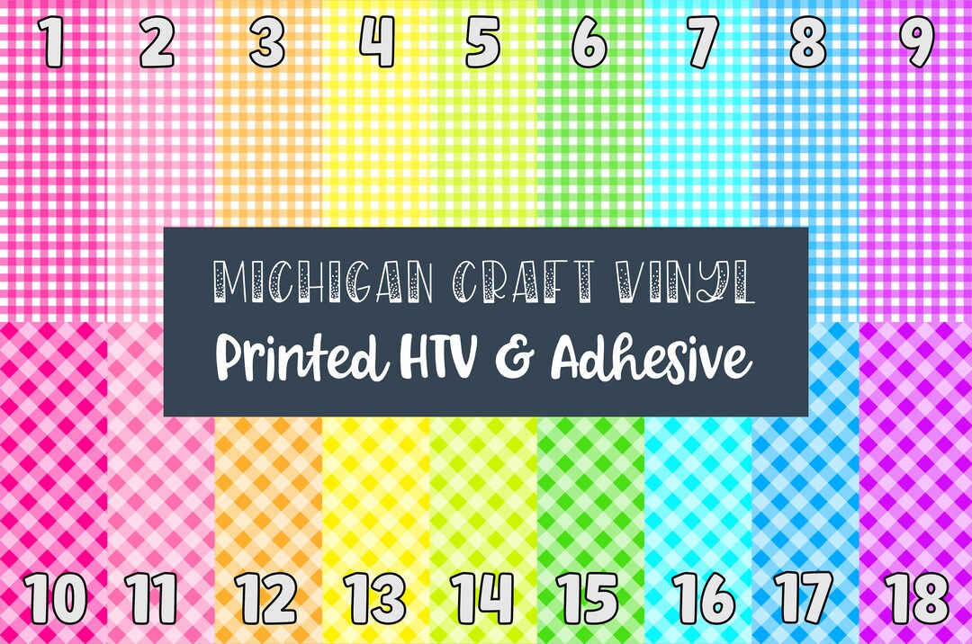 Gingham Neon Color Patterned Vinyl Printed 651 Vinyl / Printed Vinyl ...
