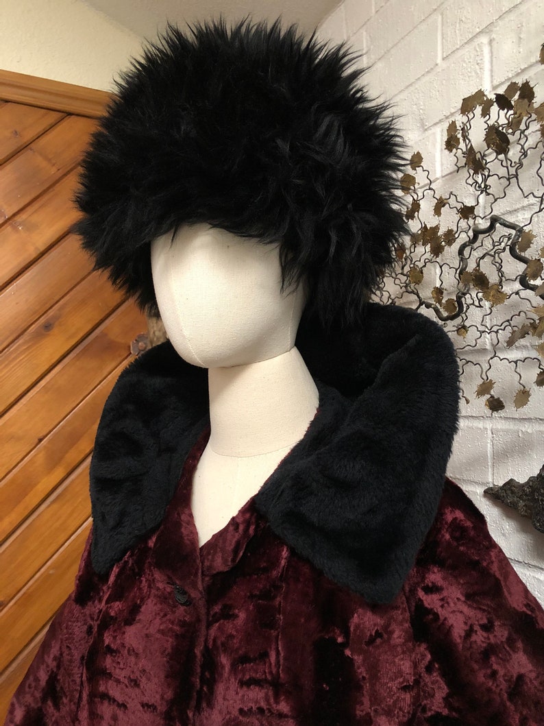 1950s Merlot Faux Fur Swing Coat W/ Stand up Collar M - Etsy