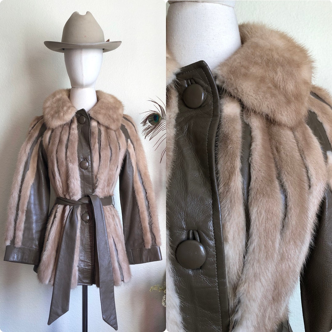 Vintage 1960s Koslows Leather & Mink Fur Coat S - Etsy