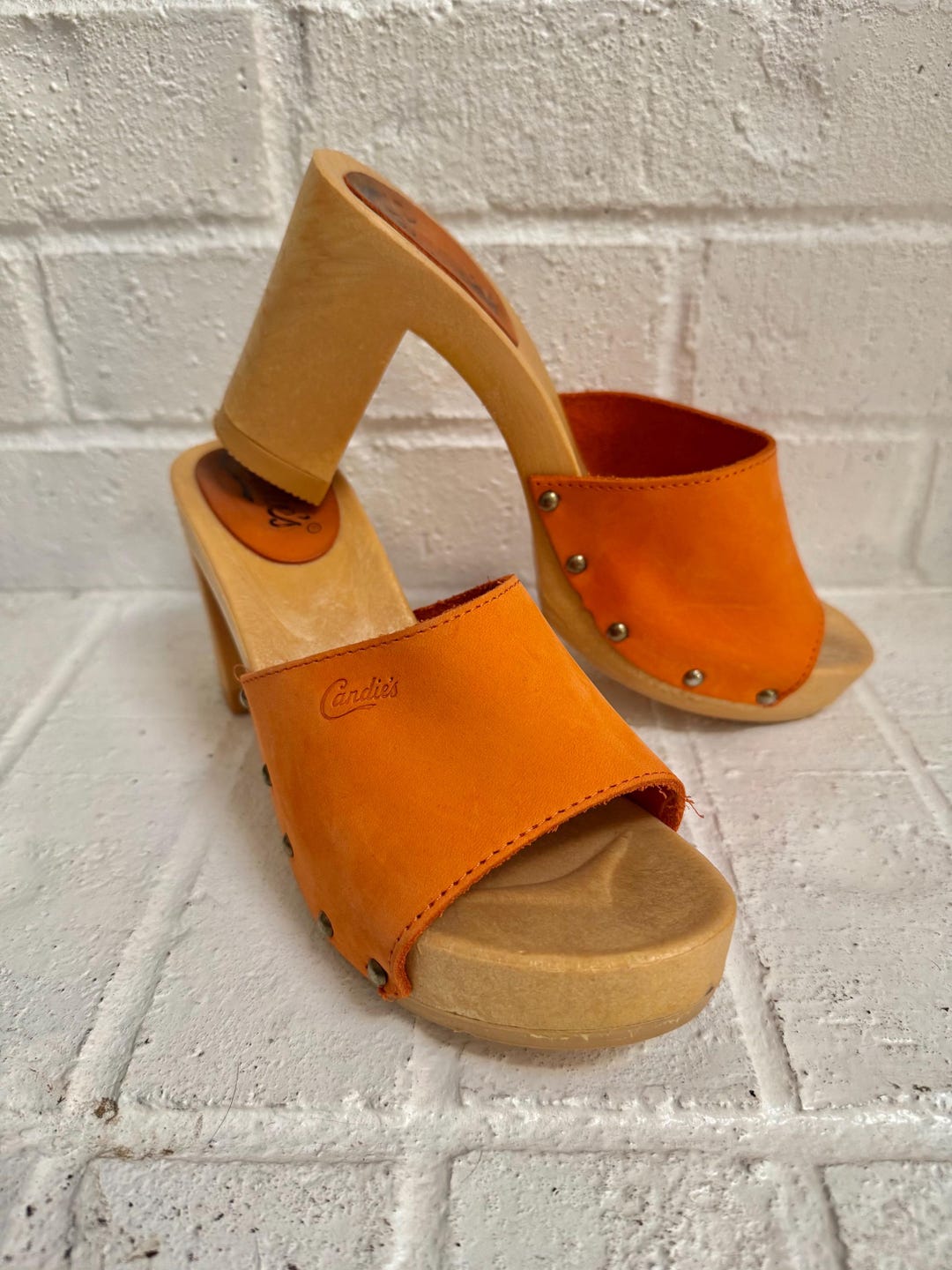 Vintage 1980’s Candies Orange Suede Platform Slip on Heels - Made in ...
