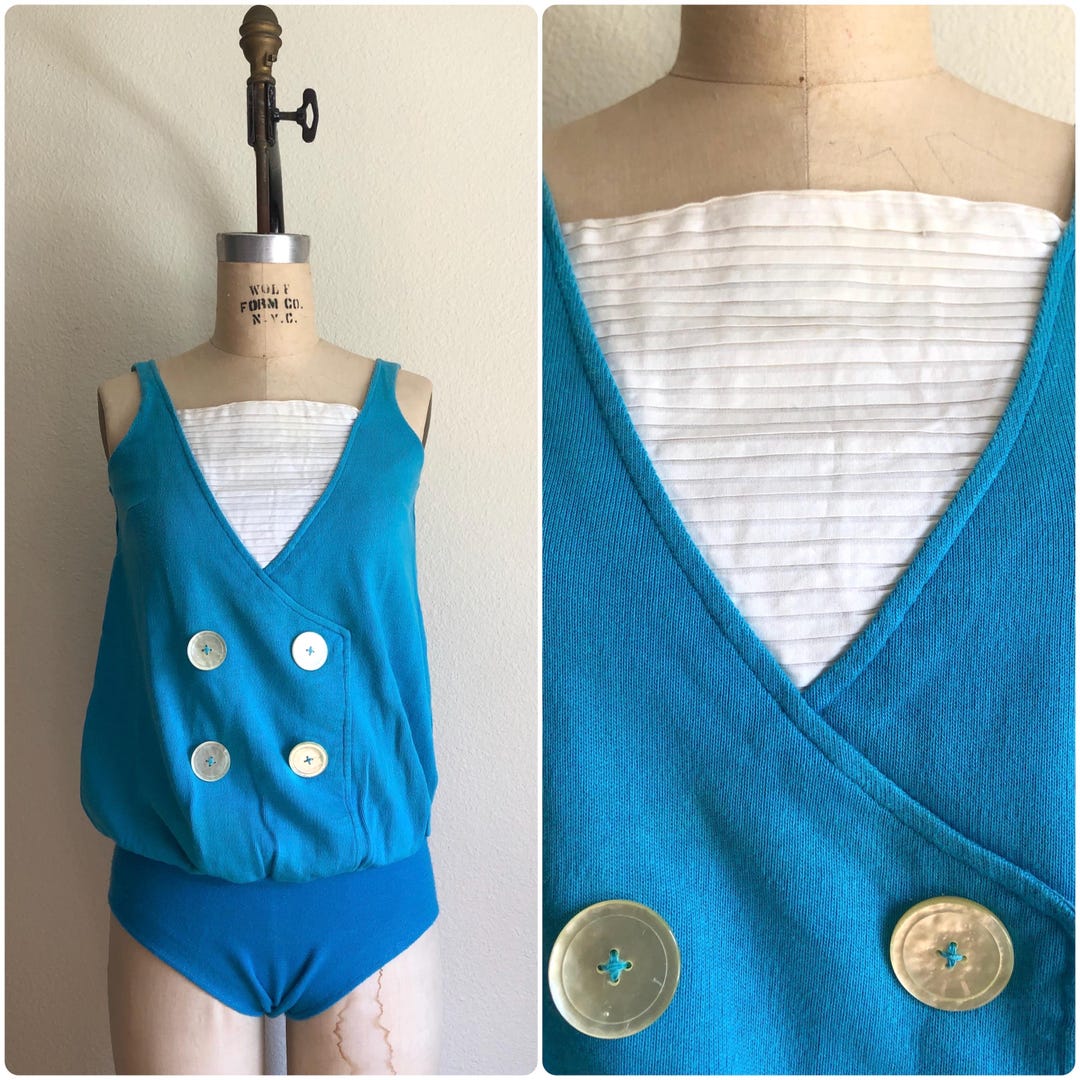 Vintage 1950s Blue Maternity One-piece Swimsuit by Chas. L. Lewis Inc ...