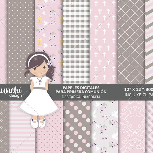 Gold Baptism Digital Papers First Communion Religious - Etsy